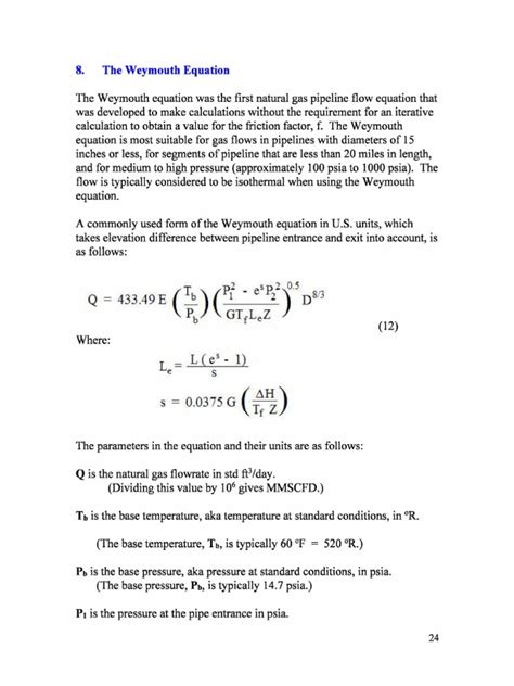 Weymouth Gas Flow Equation Pdf Gases Pressure