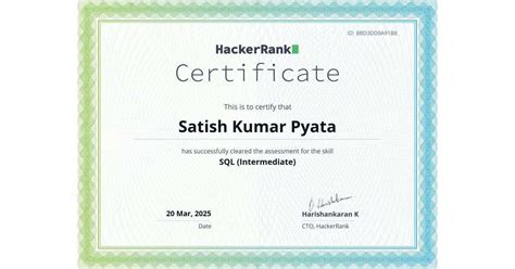 Hackerrank Skill Certificate Satish Kumar Pyata