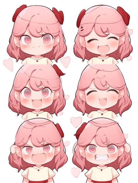 Premium Ai Image Cartoon Girl With Different Expressions On Her Face Generative Ai