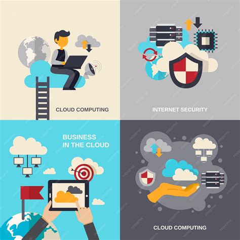 Free Vector Cloud Computing Flat Set