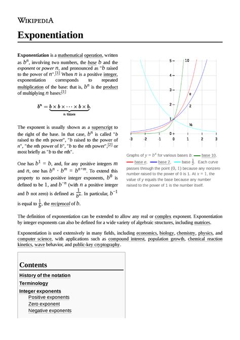 Exponentiation Rer Graphs Of Y Bx For Various Bases B Base 10