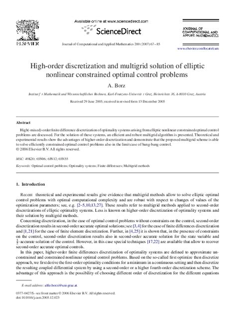 Pdf High Order Discretization And Multigrid Solution Of Elliptic