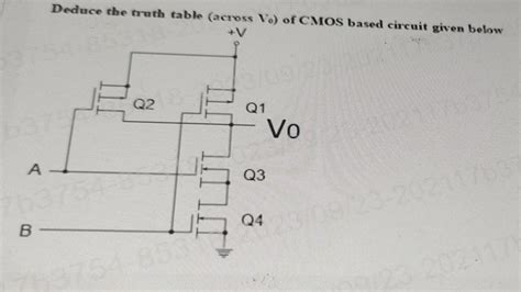 solved deduce the truth table across v0 of cmos based