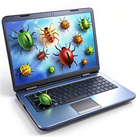 Computer Virus Bugs Clip Art Infested Laptop With Nasty Bugs Premium