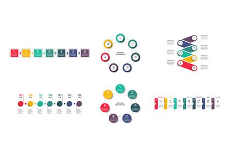 프리젠 테이션을위한 벡터 비즈니스 템플릿 7가지 옵션 부품 단계 또는 프로세스를 갖춘 비즈니스 개념 0명에 대한 스톡 벡터 아트 및 기타 이미지 Istock