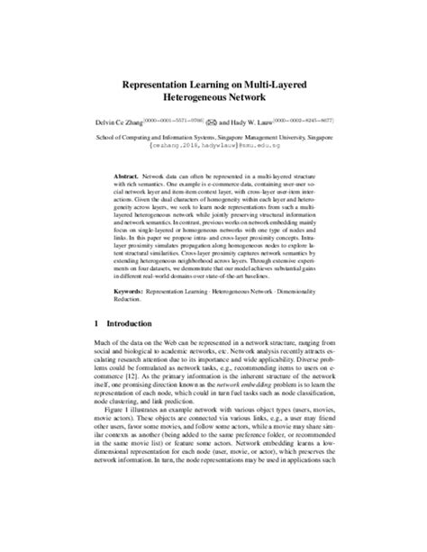 Pdf Representation Learning On Multi Layered Heterogeneous Network