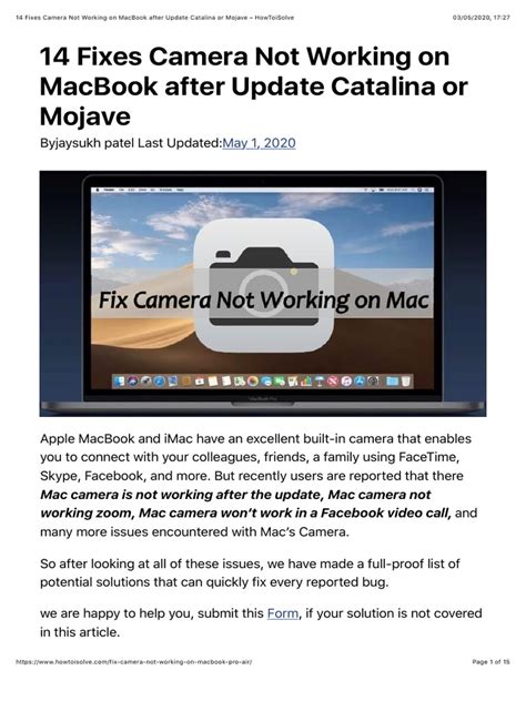 14 Fixes Camera Not Working On Macbook After Update Catalina Or Mojave