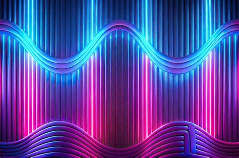 Vibrant Vertical Background With Blue And Pink Neon Lights In Undulating Textures Premium Ai