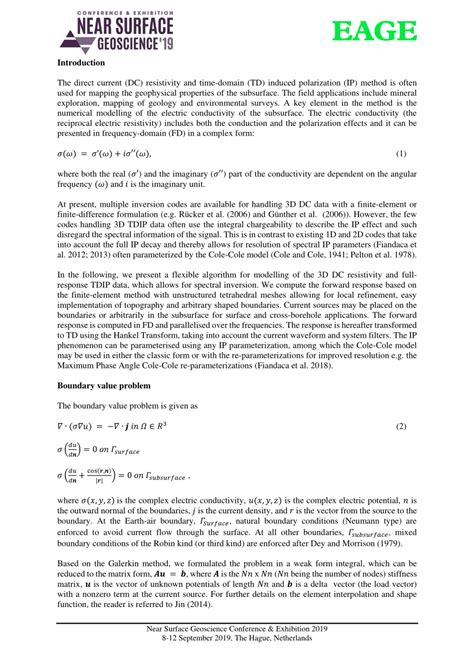 Pdf An Algorithm For 3d Modelling Of Direct Current Resistivity And Full Response Time Domain