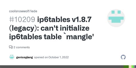 Ip6tables V187 Legacy Cant Initialize Ip6tables Table `mangle