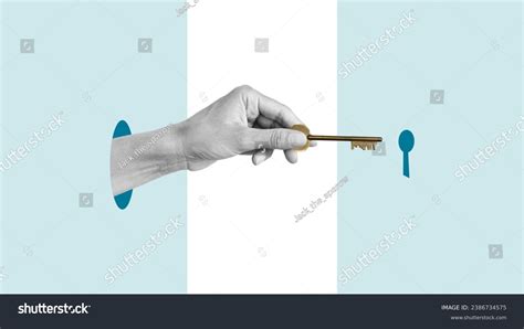 Collage Hand Holding Key Hole Secret Stock Photo 2386734575 Shutterstock