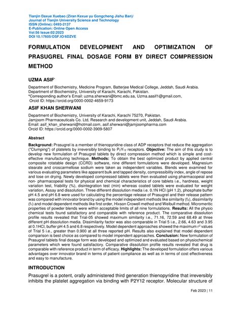 Pdf Formulation Development And Optimization Of Prasugrel Final Dosage Form By Direct