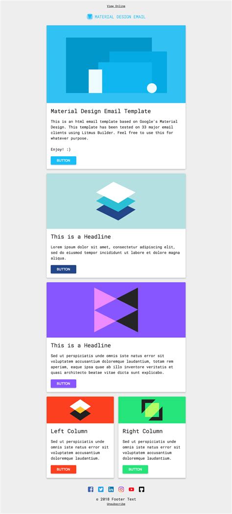 Free Html Email Template Material Design Behance