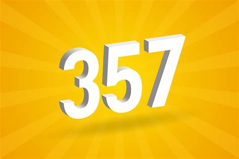 3d 357 Number Font Alphabet White 3d Number 357 With Yellow Background