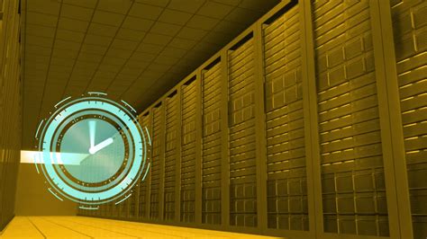 Premium Stock Video Animation Of Clock Over Server Room