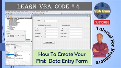 Learn Vba Code Part 4 Create Your First Data Entry Form Youtube