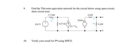 solved find the thévenin equivalent network for the circuit