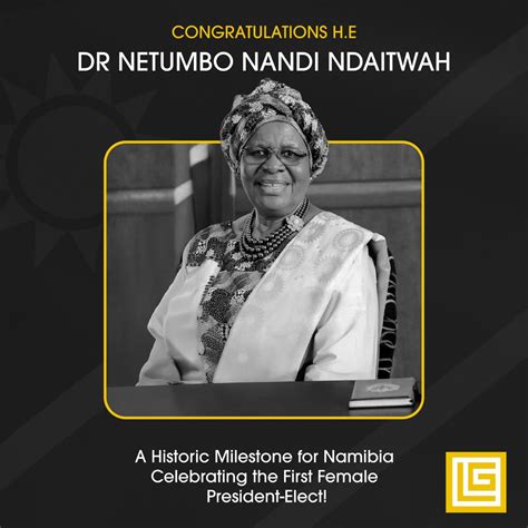 Lewcor - Congratulations to H.E. Dr. Netumbo Nandi-Ndaitwah, Namibia’s first female President ...