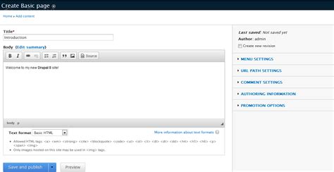 How To Create A Basic Page In Drupal 8 Inmotion Hosting