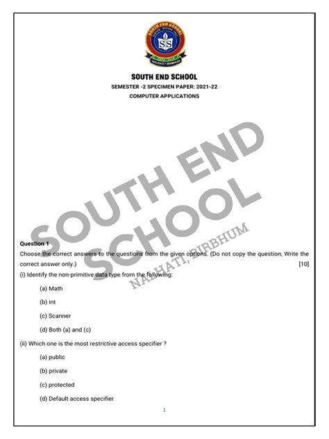 ses icse sem 2 specimen paper 2022 pdf string computer science