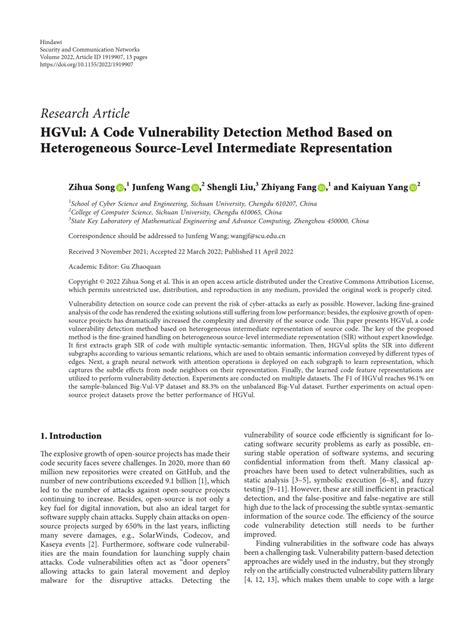 (PDF) HGVul: A Code Vulnerability Detection Method Based on Heterogeneous Source-Level ...