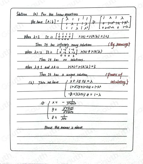 Solved A System Of Linear Equations Is Given By Lambda Xyz1 X