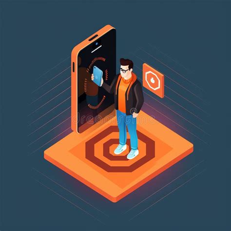Generative AI Face Recognition Technology Landing Stock Illustration Illustration Of Computer