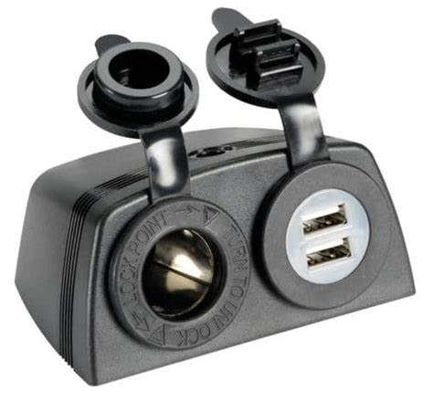 Socket Light W Double Usb External Black Gauci Borda Marine