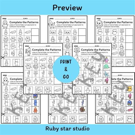 Back To School Pattern Worksheets Cut And Paste Activity Ab Patterns