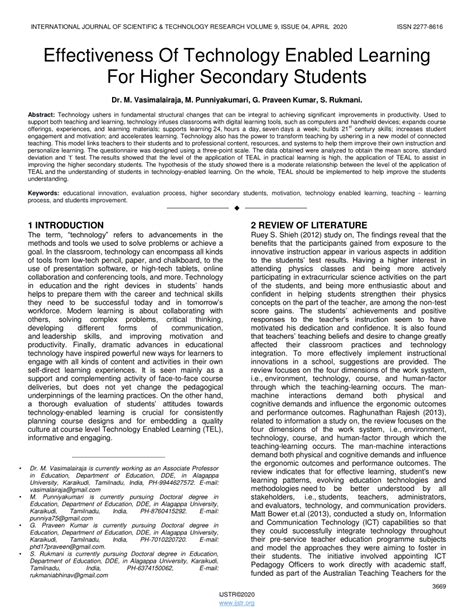 PDF Effectiveness Of Technology Enabled Learning For Higher Secondary Students