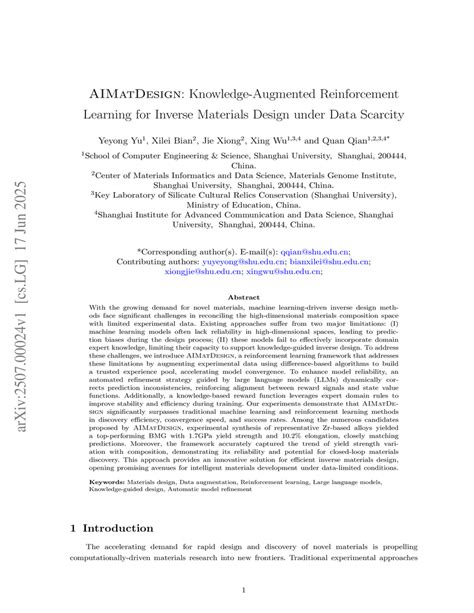 AIMatDesign Knowledge Augmented Reinforcement Learning For Inverse Materials Design Under Data