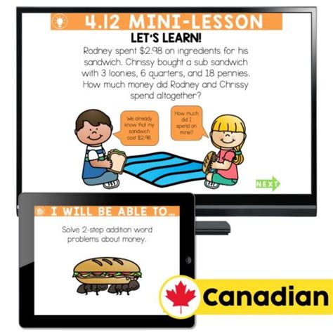 Lucky To Learn Math Canadian Money Two Step Addition Money Word Problems Lesson 412