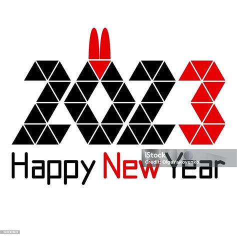 2023 새해 복 많이 받으세요 숫자 축하 및 토끼 귀 중국 설날 종이접기 개념에 대한 스톡 벡터 아트 및 기타 이미지 개념 검은색 공휴일 Istock