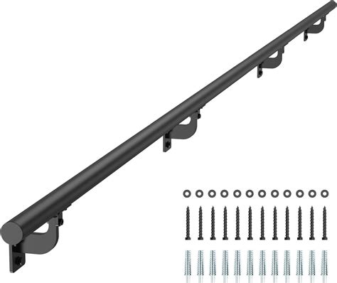 Vevor Wall Mounted Stair Handrail 10ft Pipe Staircase Handrail Black