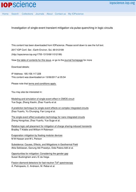 pdf investigation of single event transient mitigation via pulse