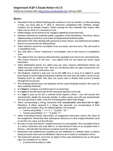 scjp 6 notes jonathangiles pdf pdf class computer programming