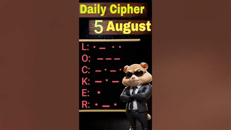 5 August Cipher Code Ciphercode Hamsterkombat Today Youtube