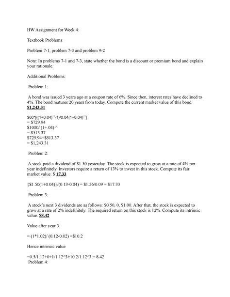 hw week 4 homework hw assignment for week 4 textbook problems