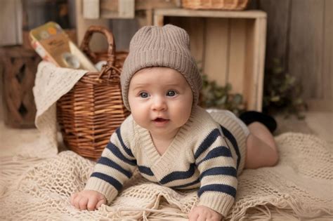 Un Bebé Con Un Suéter Vector Premium Generado Con Ia