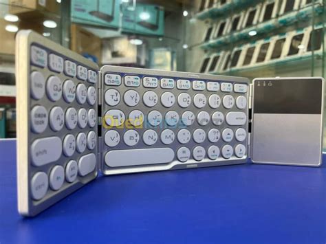Clavier Bluetooth Qwerty Sans Fil Pliable Avec Pav Tactile Fk Touches Blanc Noir Alger