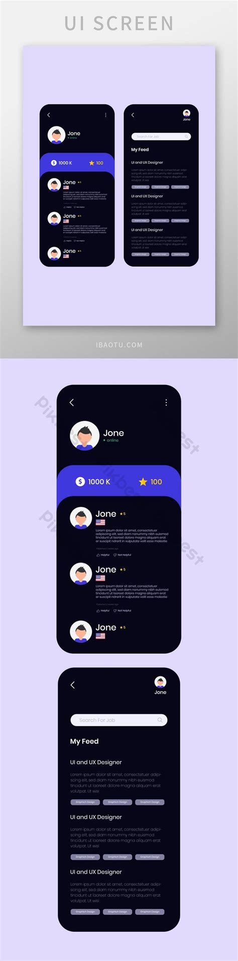Mobile App Design User Profile Template UI AI Free Download Pikbest