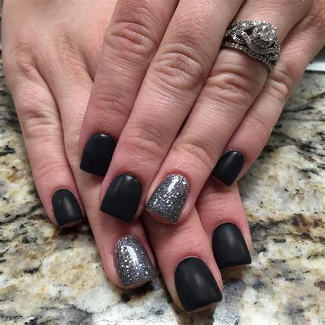 Short Square Matte Black Nails