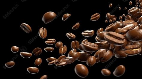 isolated coffee bean cascade on black backdrop 3d rendered powerpoint
