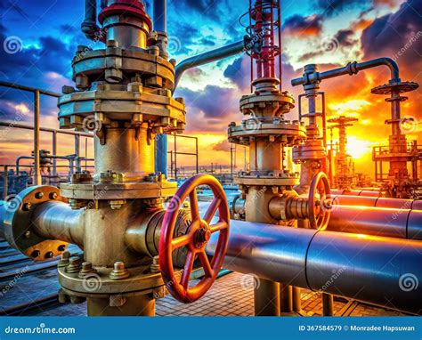 Pipeline Valves Gas Transportation With Gas Or Pipeline Valves Stock Pipeline Valves Gas Transportation With Gas Or Pipeline Valves Stock