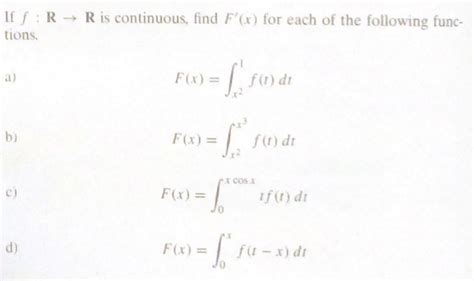 Solved If F RR Is Continuous Find F X For Each Of The Chegg