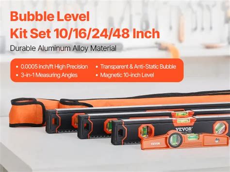 Vevor 4 Piece Torpedo Level 1200600400250 Mm Box Levels Set