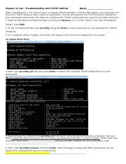 CH 15 Lab On Troubleshooting With TCP IP Utilities Docx Chapter 15 Lab Troubleshooting
