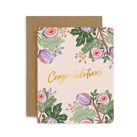 Congratulations Fig Card Bespoke Letterpress Green Door Decor