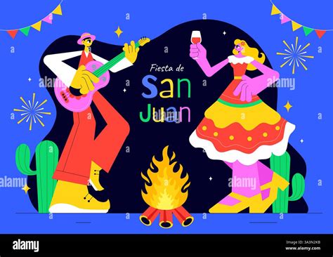 Fiesta De San Juan Vector Illustration Featuring The Celebration Of Saint Johns Feast With