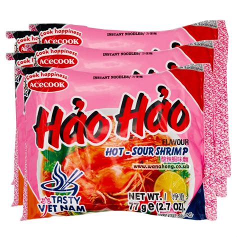 Acecook Vietnam Hao Hao Instant Noodles Hot Sour Shrimp Flavour Pack Of WaNaHong